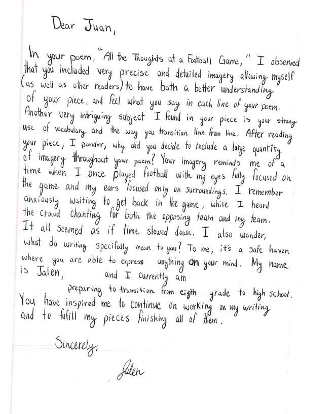 Dear Juan Felipe Herrera from Jalen | Academy of American Poets